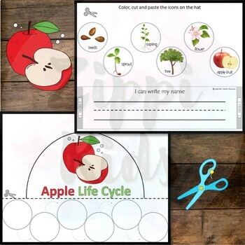 Life Cycle of an Apple Hat Crown Craft, Lifecycle Sequencing Activity