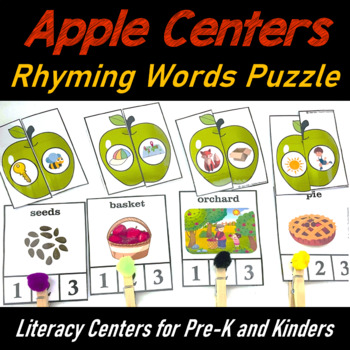 Apple Theme Literacy, Math and Fun Centers for September | Digital + Print