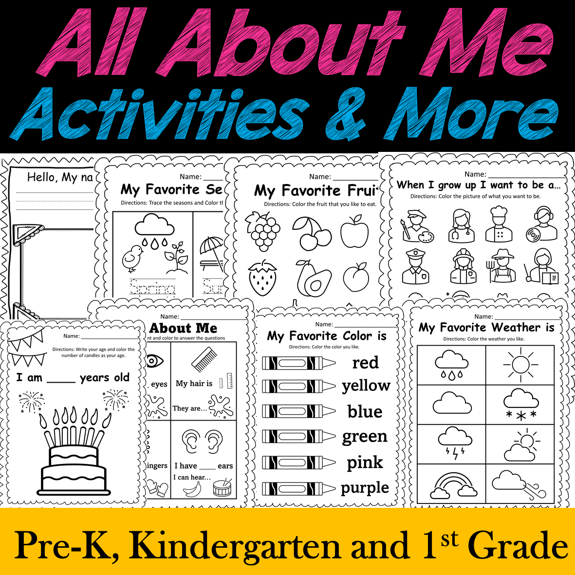 All About Me Activities and Worksheets for PreK, Kindergarten | Back to ...