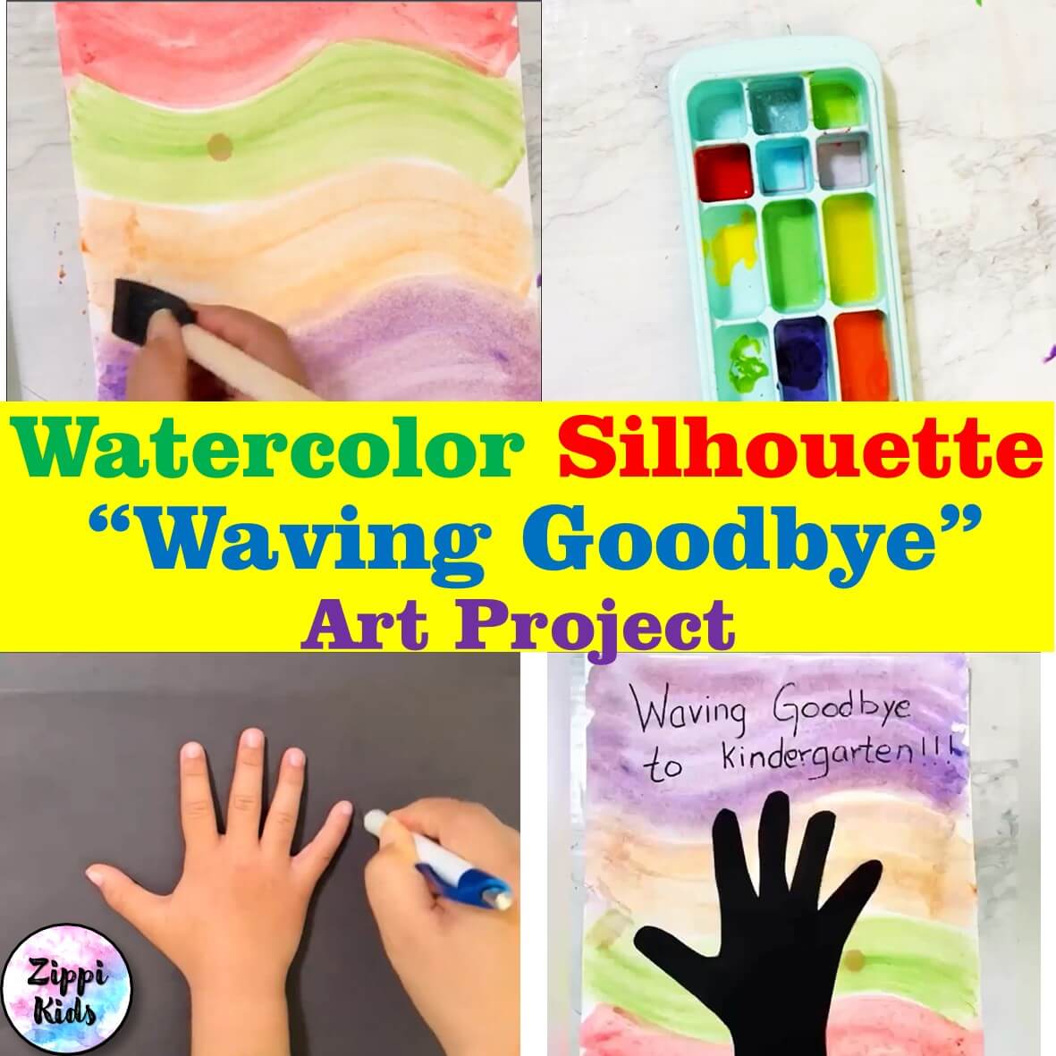 Watercolor Silhouette Waving Goodbye Art Project Kindergarten