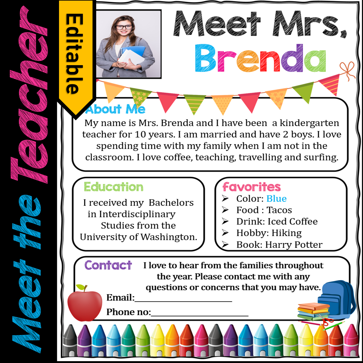 Meet The Teacher Template EDITABLE Welcome Letter Supply List Back 