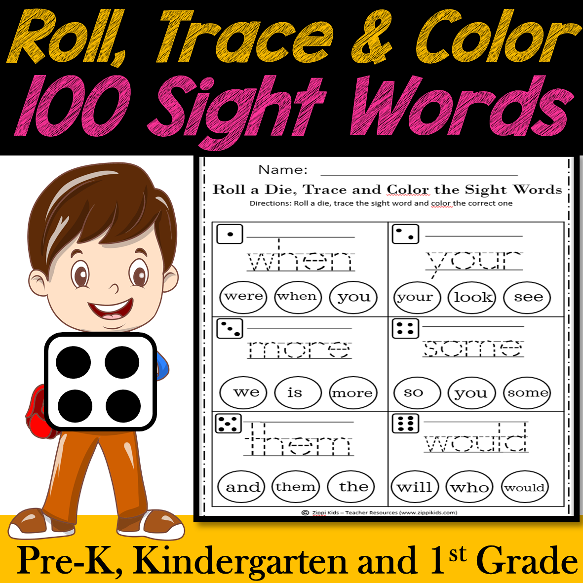 Sight Words Practice! 108 Pre-Primer and Primer Sight Words | Roll a ...