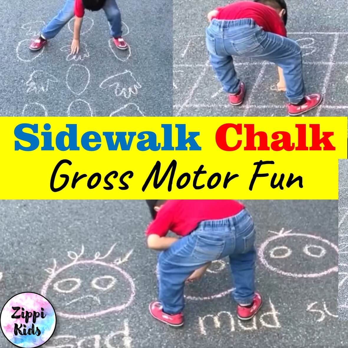 Sidewalk Chalk Gross Motor and Sensory Outdoor Games