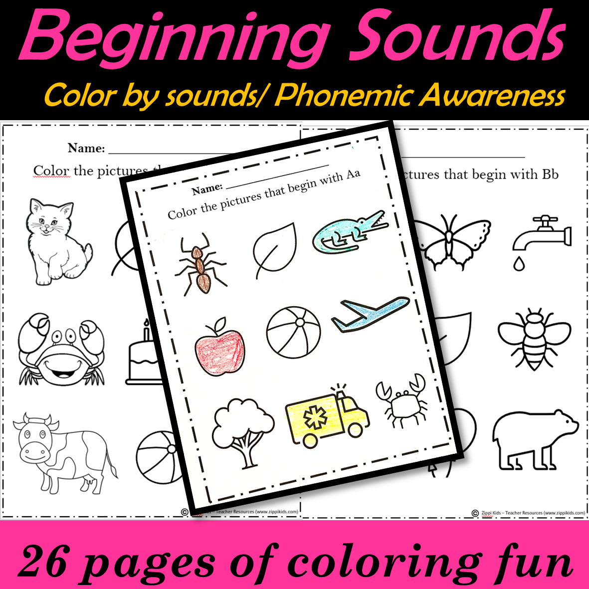 Alphabet Beginning Sounds/ Letter Phonemic Awareness - Color by Sound