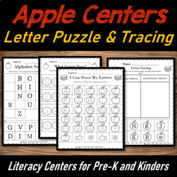 Apple Theme Literacy, Math and Fun Centers for September | Digital + Print