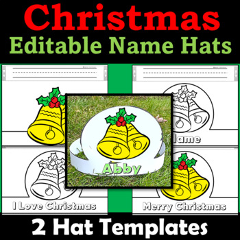 Christmas Hat Craft Coloring Activities, Editable Name Hats / Crown BUNDLE