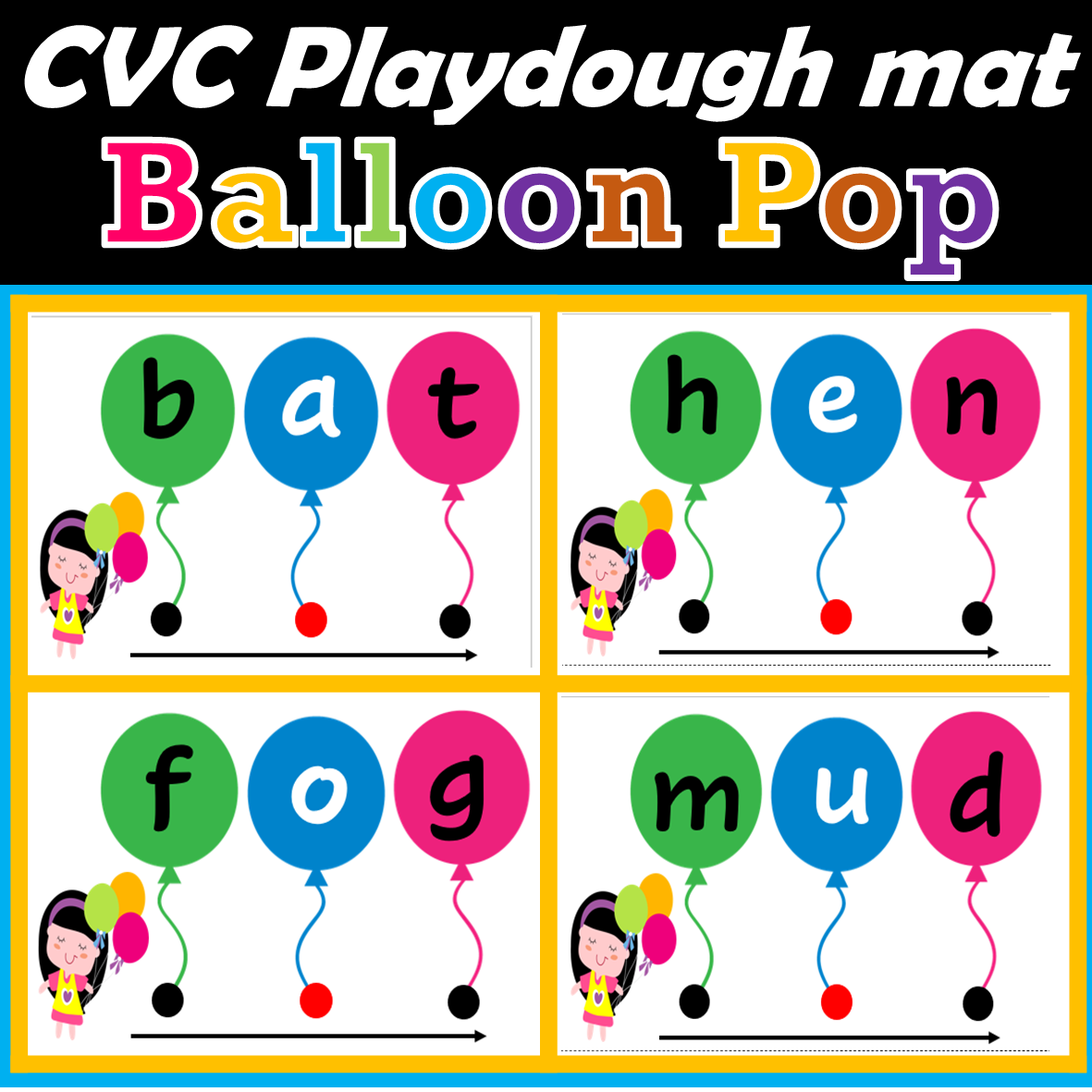 CVC Words Phonics Playdough Mats
