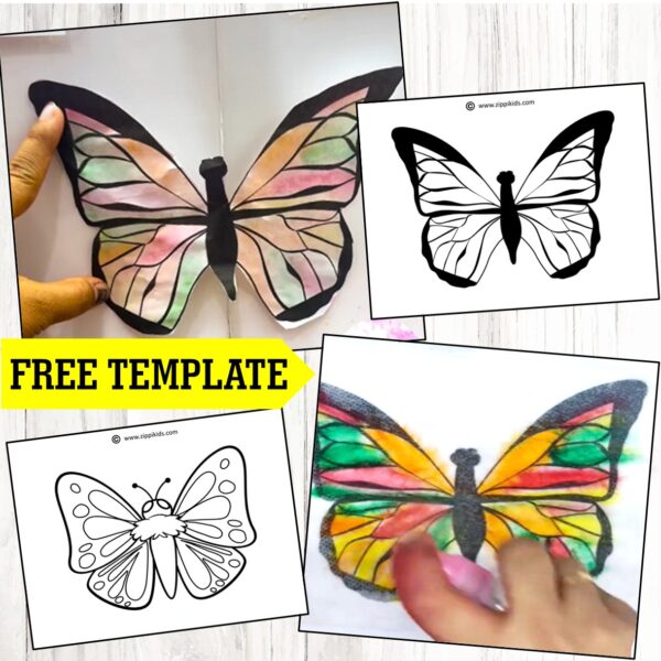 Watercolor Butterfly craft Free template - Zippi Kids