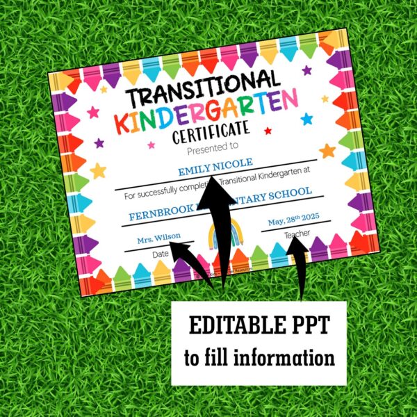 Transitional Kindergarten Diploma, Certificate, End of Year TK ...