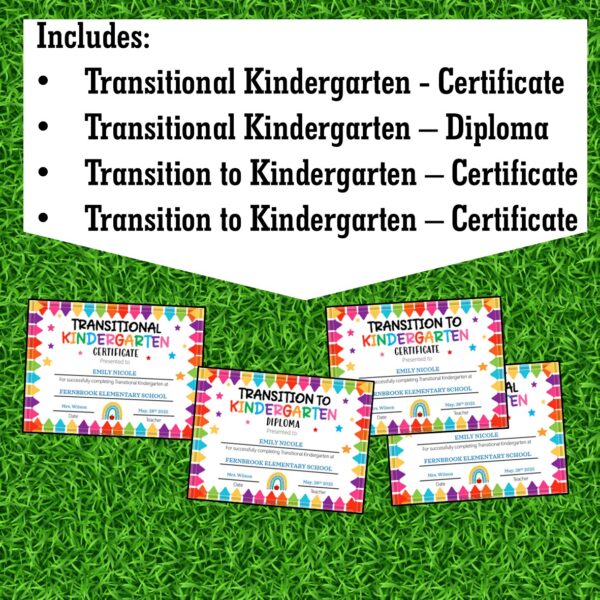 Transitional Kindergarten Diploma, Certificate, End of Year TK ...
