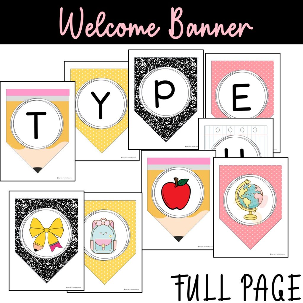 Editable Pencil Welcome BANNER BUNTING, Bulletin Board Letters, Back to ...