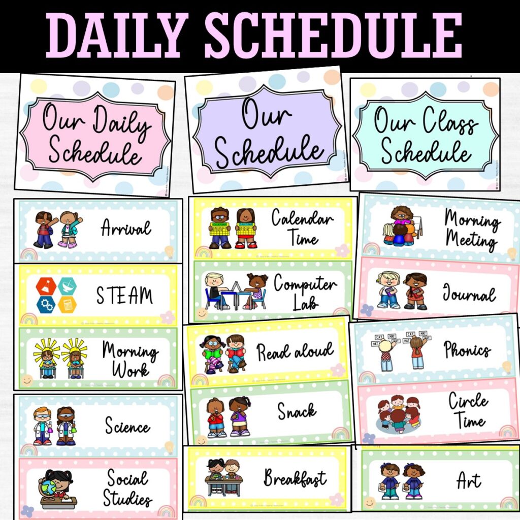 Pastel theme Visual Schedule Cards, Editable Daily Schedule Chart ...