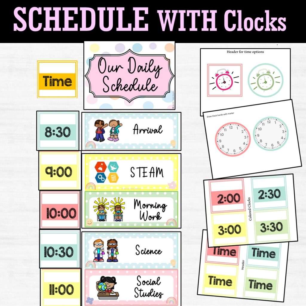 Pastel theme Visual Schedule Cards, Editable Daily Schedule Chart ...