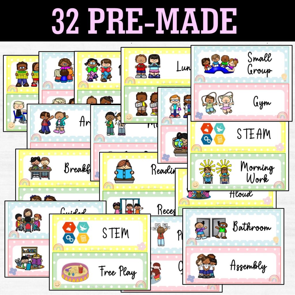 Pastel theme Visual Schedule Cards, Editable Daily Schedule Chart ...