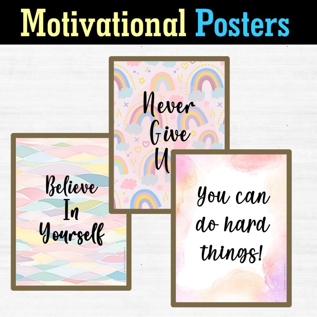 Pastel Theme Motivation Classroom Posters, Calm Pastel Muted Rainbow ...