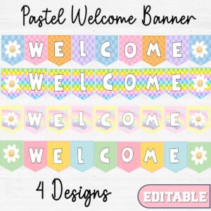 Pastel Welcome Banner Editable Display Bulletin Board decor, Classroom ...