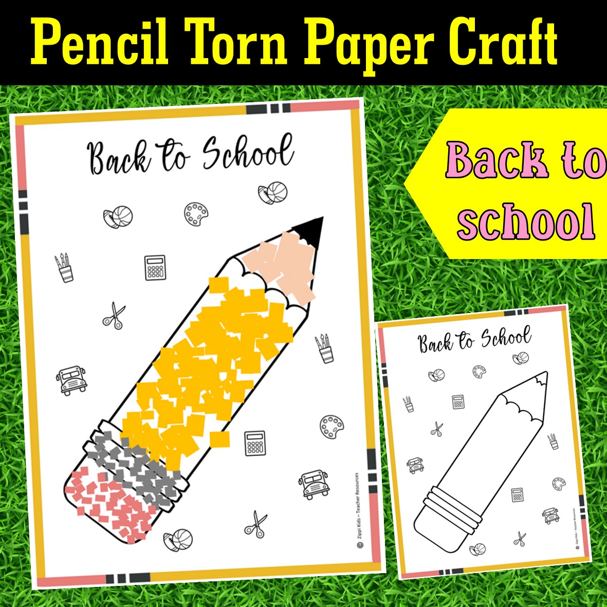 Back to School Torn Paper Craft - Zippi Kids